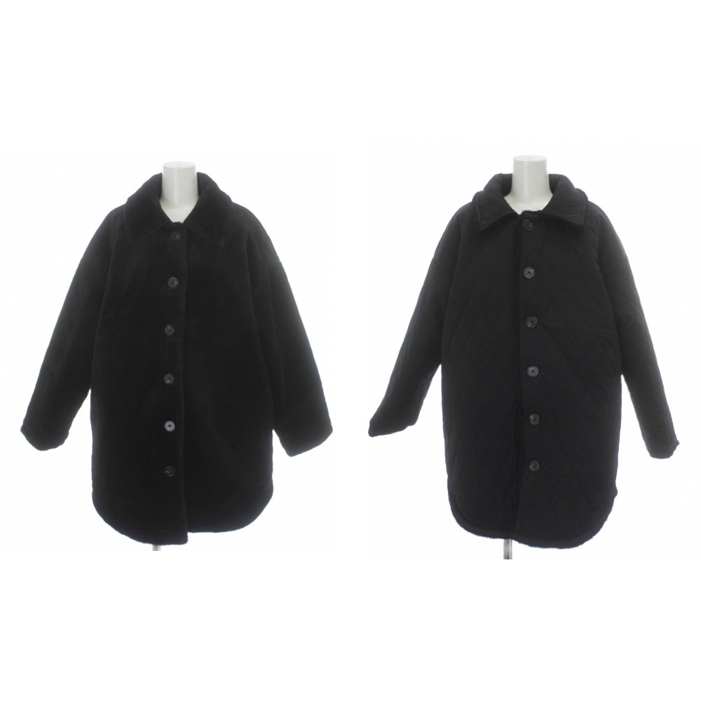 【中古】グラムリップス Glam Lips リバーシブルコート F 黒 ブラック 長袖 ボア キルティング /GP レディース 【ベクトル 古着】 260327表記サイズF 実寸サイズ肩幅：58cm　身幅：57cm　着丈：82cm　袖丈：5...