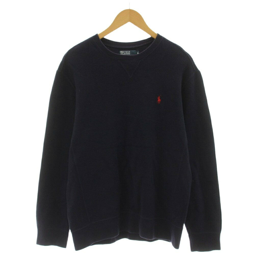 【中古】ポロ バイ ラルフローレン Polo by Ralph Lauren トレーナー スウェット 長袖 クルーネック ロゴ刺繍 M 紺 ネイビー MNBLKNIM1E00030 /KU メンズ 【ベクトル 古着】 260327ブランドポ...
