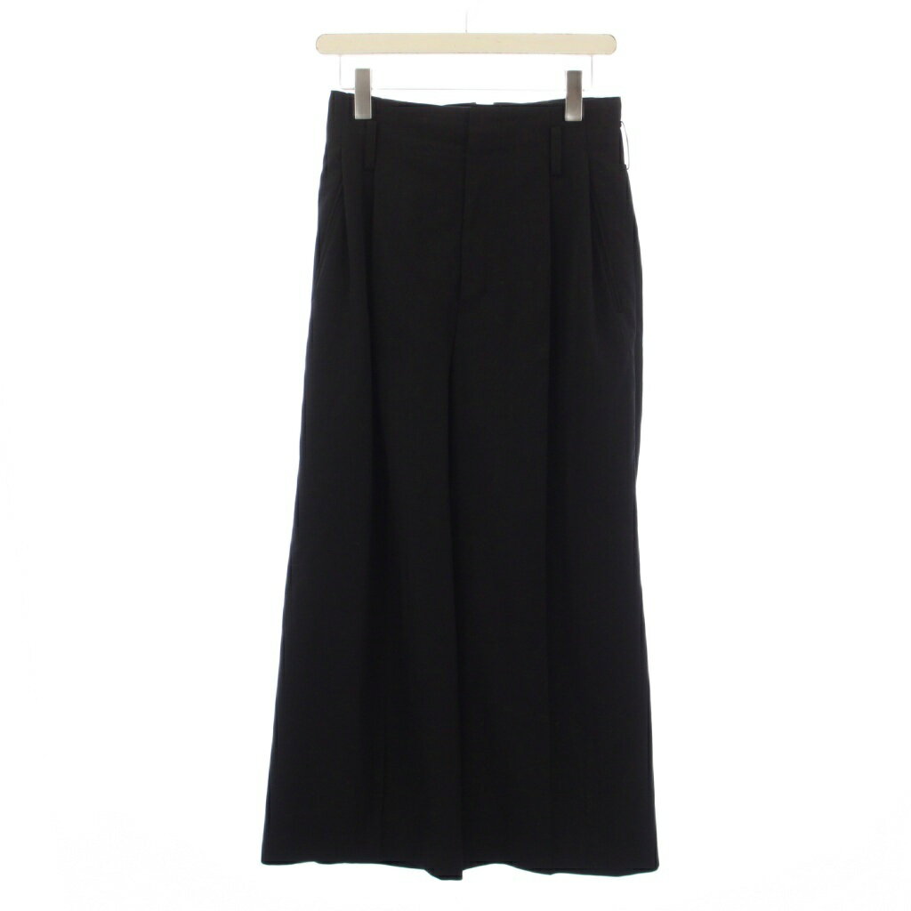 【中古】ワイズ Y's ヨウジヤマモト 24SS WASHER WOOL GABARDINE DOUBLE TUCKED PANTS スラックスパンツ ジップフライ 1 黒 YS-P45-130 /BM レディース 【ベクトル 古着】 26...