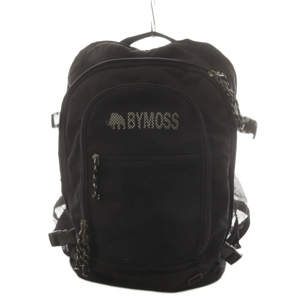 【中古】バイモス BYMOSS リュックサック デイバッグ ロゴ 黒 ブラック /AN32 メンズ 【ベクトル 古着】 260406実寸サイズ持ち手の長さ：約12cm　ヨコ：約29cm　タテ：約43cm　マチ：約18cm　ショルダーの長さ：...