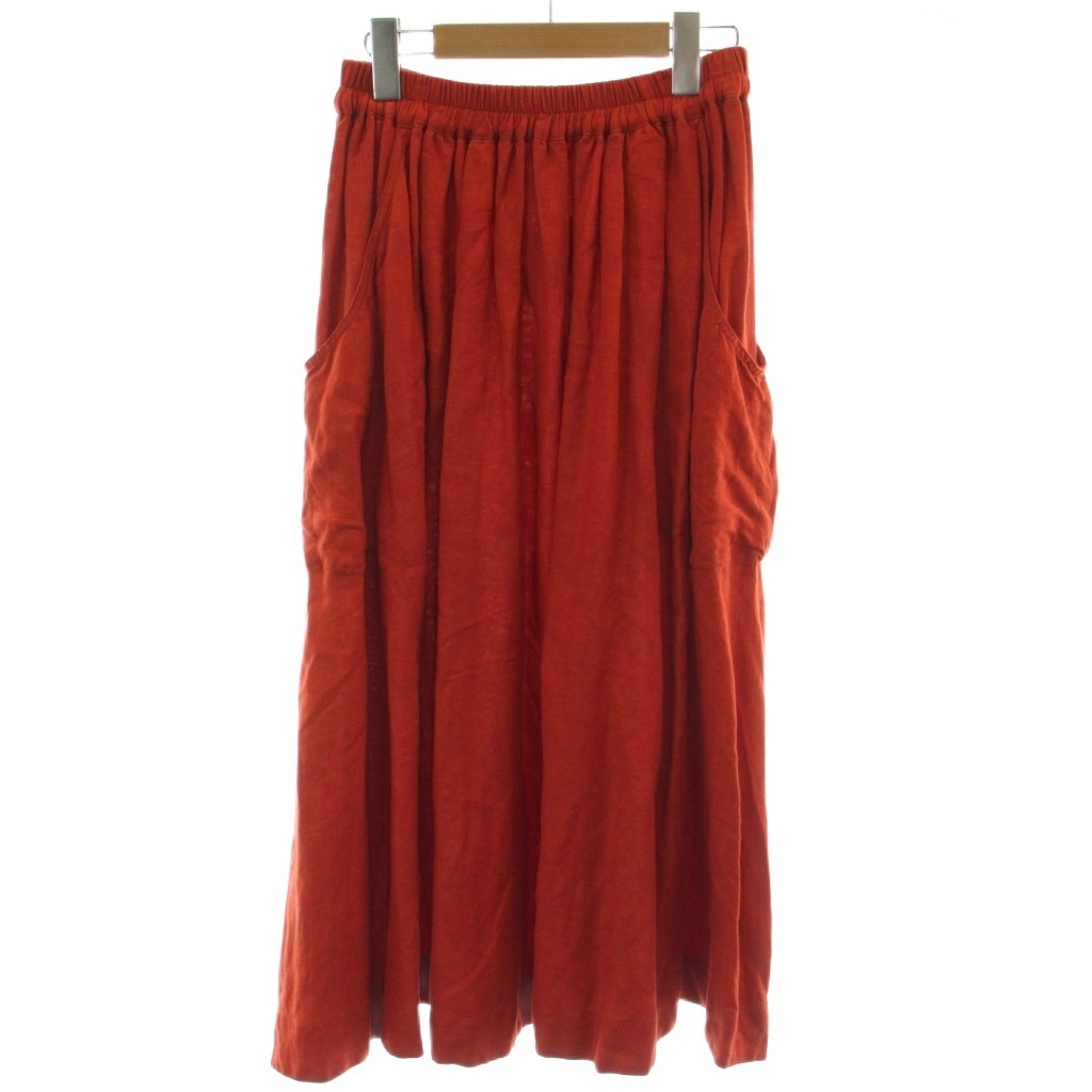 【中古】グランマママドーター GRANDMA MAMA DAUGHTER ギャザースカート 麻 リネン 0 オレンジ ウエストゴム サイドポケット ロング丈 /GG レディース 【ベクトル 古着】 260420ブランドグランマママドーター ...