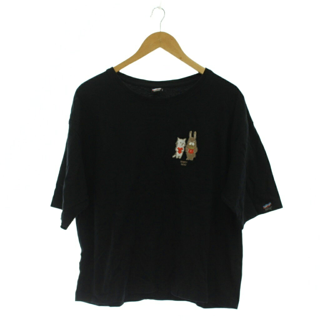 【中古】ScoLar Parity スカラーパリティ Tシャツ M 黒 半袖 キャラクター刺繍 クルーネック /JP メンズ レディース 【ベクトル 古着】 260421表記サイズM実寸サイズ肩幅：57cm　身幅：57.5cm　着丈：58c...