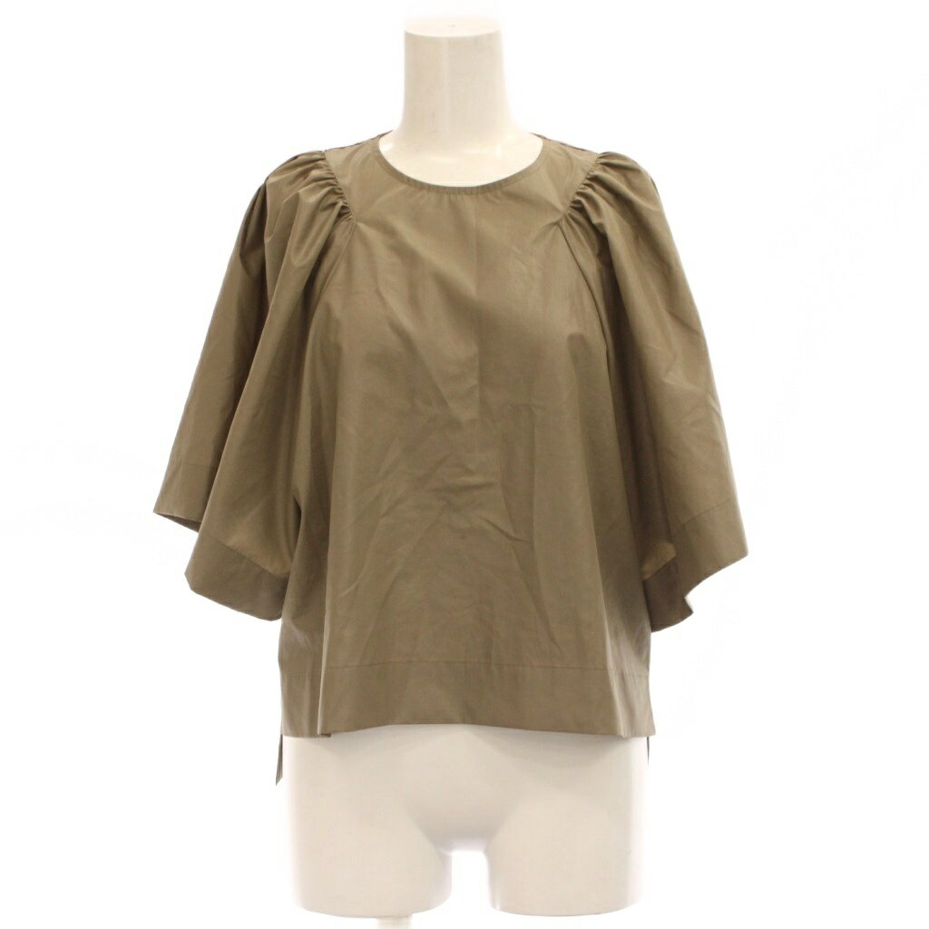 【中古】blancvert bv cashmere ブランベール ビーブイ カシミヤ シャツ ブラウス 36 半袖 カーキ /JP レディース 【ベクトル 古着】 260423表記サイズ36実寸サイズ身幅：48.5cm　着丈：53.5cm　...