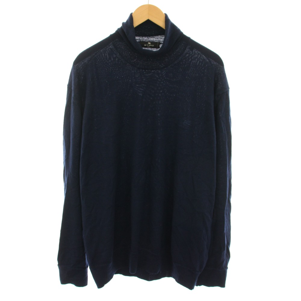【中古】エトロ ETRO ニット セーター タートルネック 長袖 ロゴ刺繍 3XL 紺 ネイビー 232-1M507-9603 /YT メンズ 【ベクトル 古着】 260424ブランドエトロ ETRO表記サイズ3XL実寸サイズ肩幅：約51c...