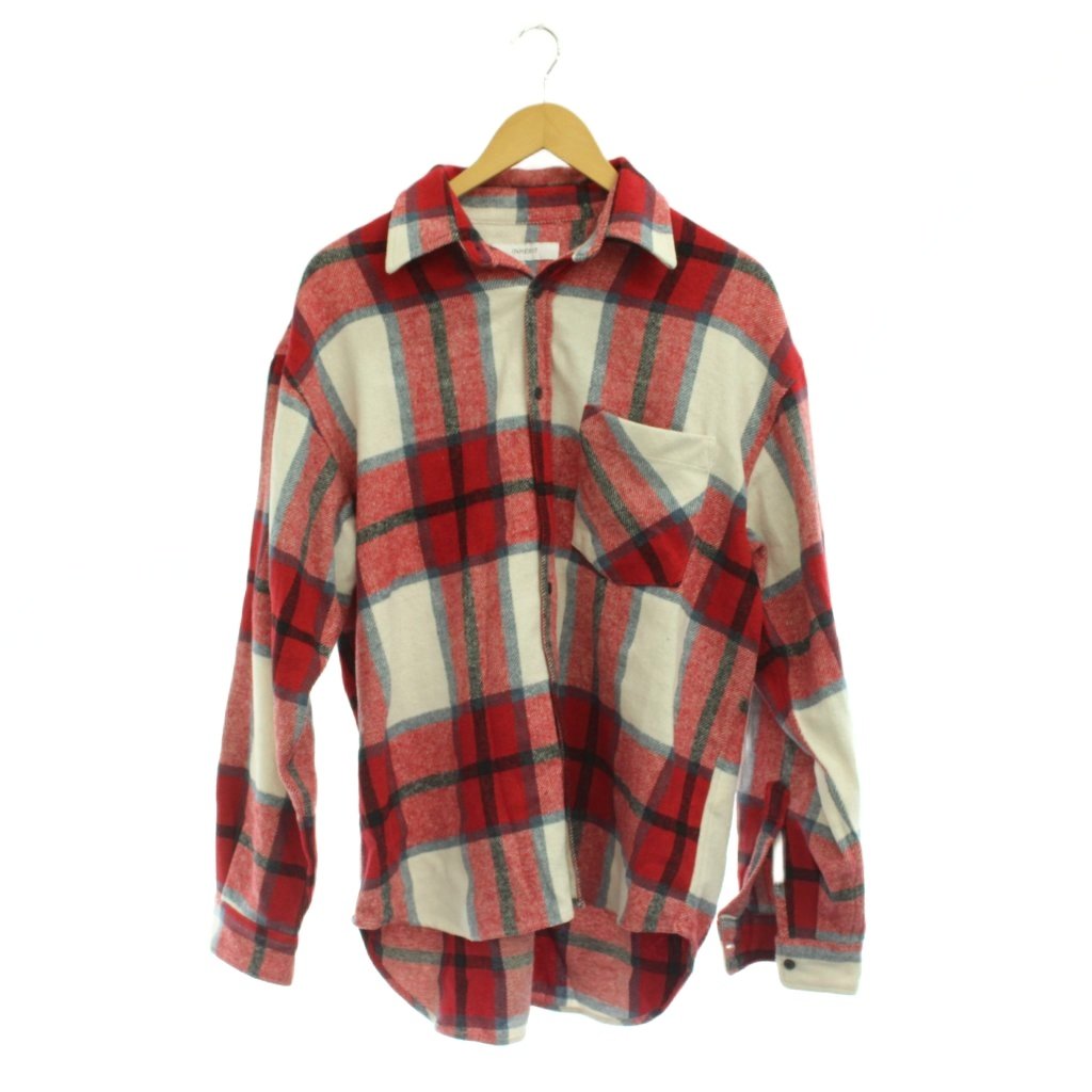 【中古】インヘリット INHERIT ネルシャツ M 赤 白 チェック柄 長袖 胸ポケット /JP メンズ 【ベクトル 古着】 260428ブランドインヘリット INHERIT表記サイズM実寸サイズ肩幅：57cm　身幅：61.5cm　着丈：...