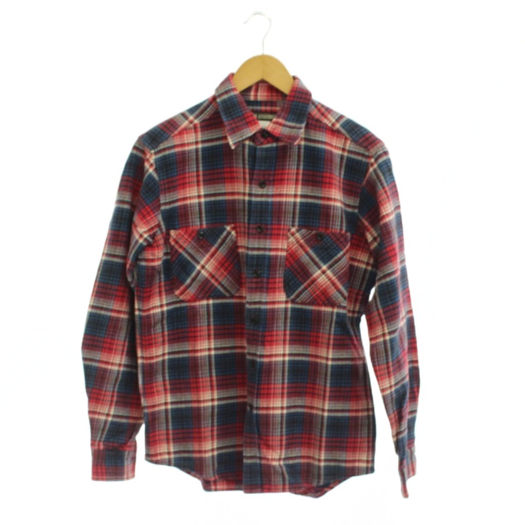 【中古】ハイスタンダード HIGH STANDARD シャツ S 赤 紺 チェック柄 長袖 胸ポケット付き /JP メンズ 【ベクトル 古着】 260429ブランドハイスタンダード HIGH STANDARD表記サイズS実寸サイズ肩幅：44...