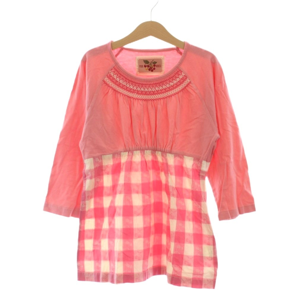 【中古】ピンクハウス PINK HOUSE ワンピース 子ども服 女の子 M ピンク チェック柄 ミニ丈 七分袖 /LP キッズ 【ベクトル 古着】 260514ブランドピンクハウス PINK HOUSE表記サイズM実寸サイズ身幅：34cm...