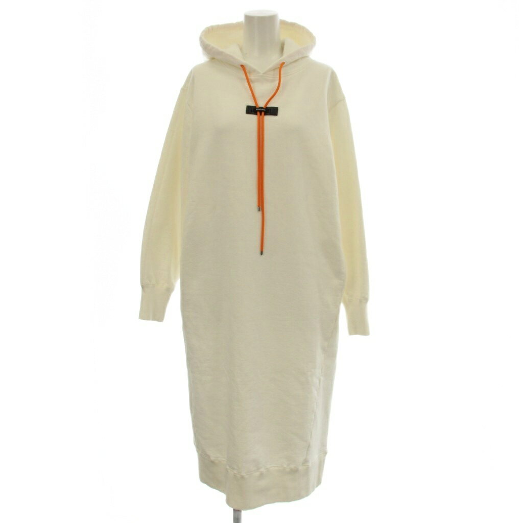 【中古】ダブルスタンダードクロージング ダブスタ DOUBLE STANDARD CLOTHING ESSENTIAL 23AW オリジナルプリントフード付 スウェット パーカー ワンピース ロング 36 白 ホワイト 2501-081-2...