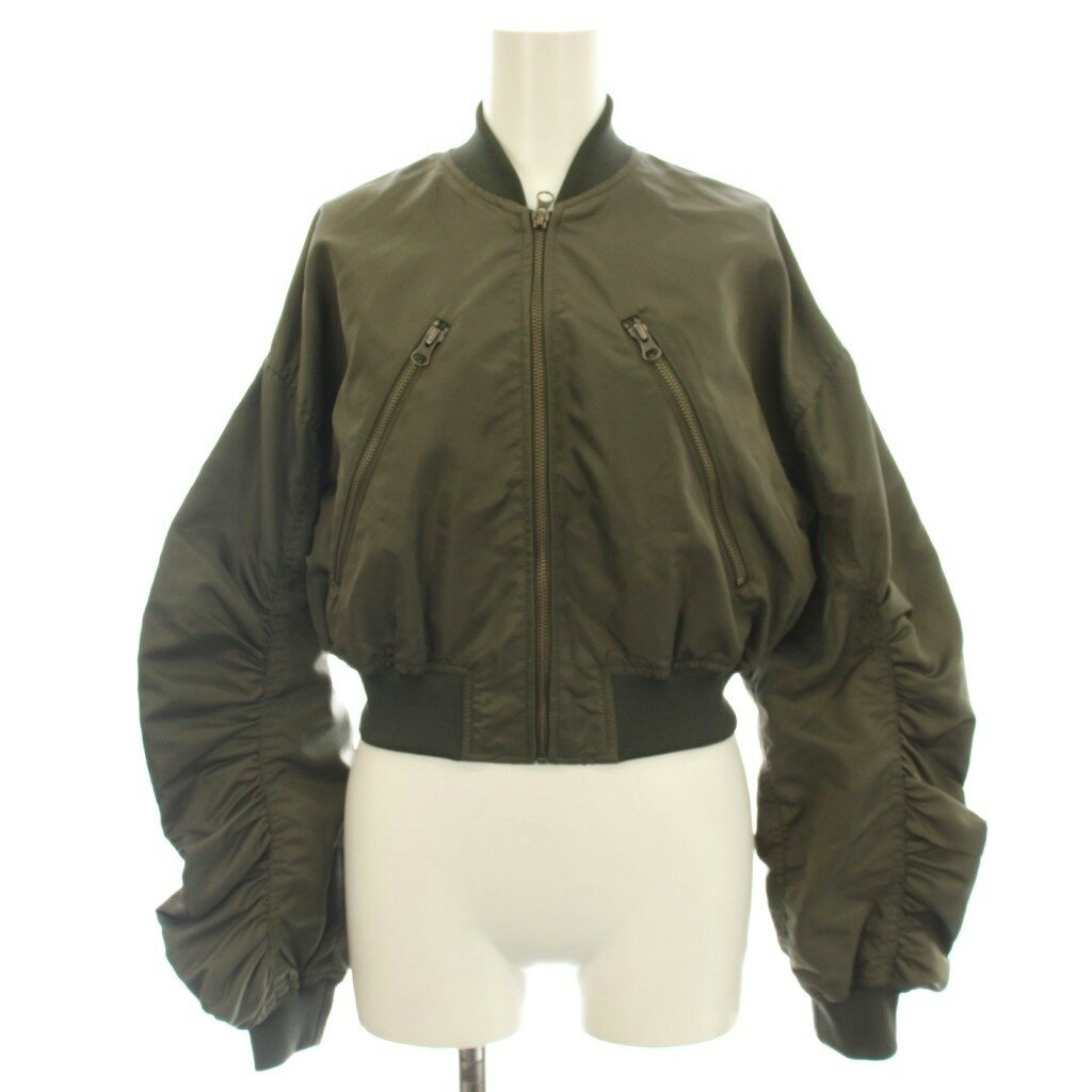 【中古】ダブルスタンダードクロージング ダブスタ DOUBLE STANDARD CLOTHING ESSENTIAL 23AW ギャザースリーブナイロン MA-1 ミリタリー ジャケット ブルゾン 36 カーキ 2505-230-233 ...