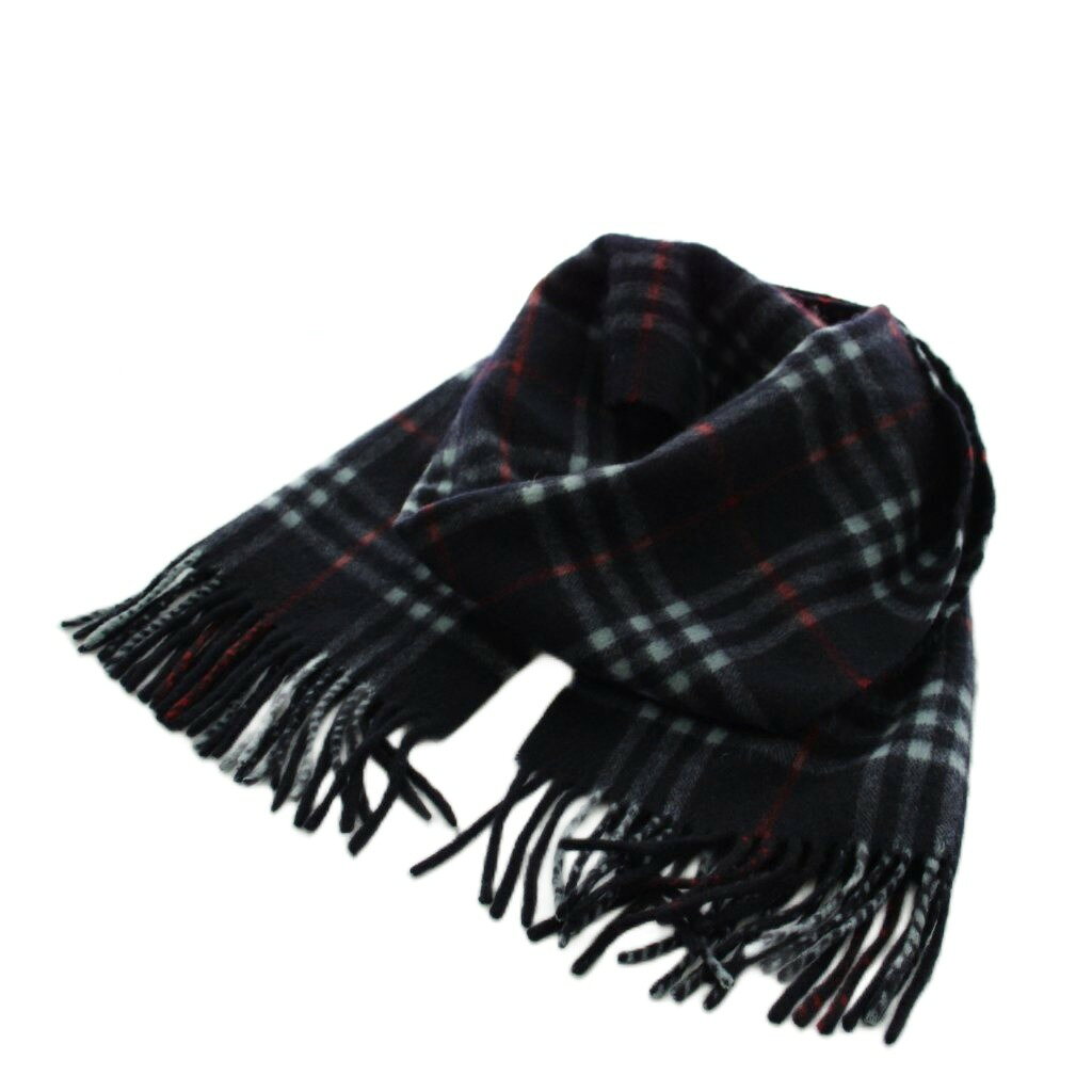 【中古】バーバリー BURBERRY マフラー フリンジ チェック柄 カシミヤ 紺 ネイビー /AN8 メンズ 【ベクトル 古着】 260522ブランドバーバリー BURBERRY実寸サイズ全長（フリンジ含まず）：約140cm　幅：約31....