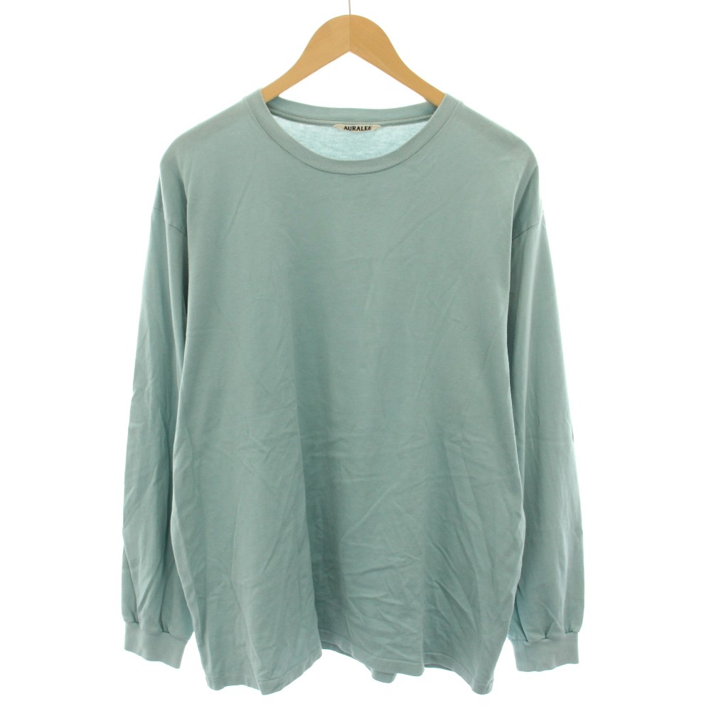 【中古】オーラリー AURALEE ラスタープレーティングロングスリーブT LUSTER PLAITING L/S TEE ロンT Tシャツ カットソー クルーネック 長袖 無地 5 水色 ライトブルー A00SP01GT /YT メンズ ...