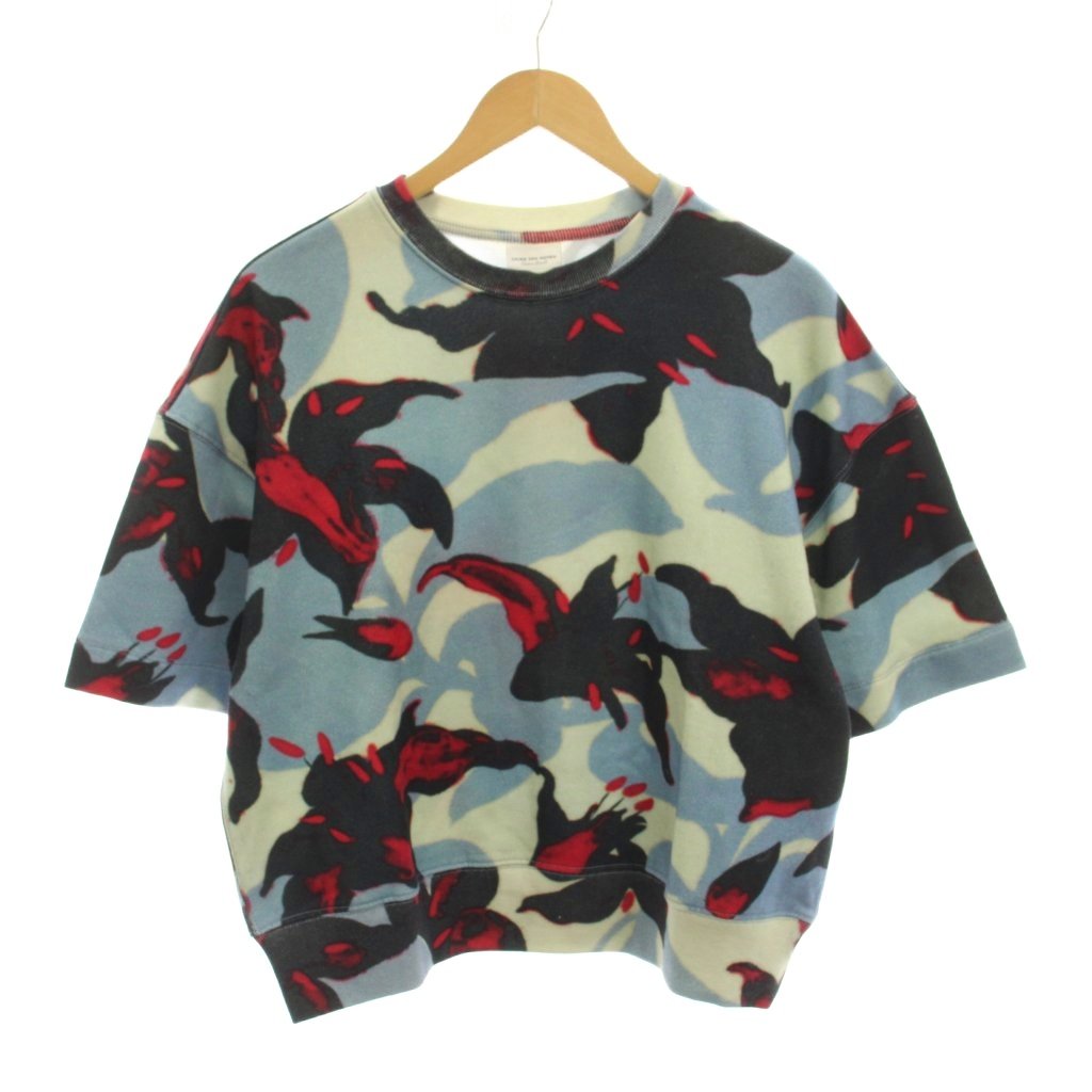 【中古】ドリスヴァンノッテン DRIES VAN NOTEN トレーナー スウェット 半袖 XS 水色 ライトブルー 黒 赤 総柄 /YM レディース 【ベクトル 古着】 260525ブランドドリスヴァンノッテン DRIES VAN NOT...