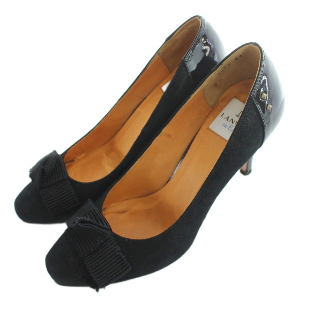 【中古】ランバンオンブルー LANVIN en Bleu パンプス ヒール リボン 24.0cm 黒 ブラック /AN7 レディース 【ベクトル 古着】 260601ブランドランバンオンブルー LANVIN en Bleu表記サイズ24.0...