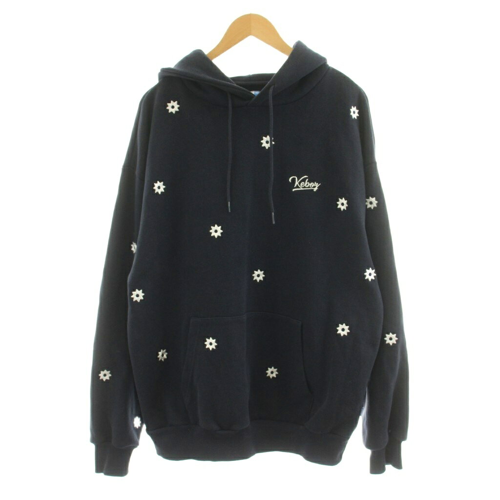 【中古】フリークスストア FREAKS STORE KEBOZxnick gear フラワーロゴ スウェットパーカー プルオーバー 長袖 刺繍 L 紺 ネイビー FS223-1296N /KU メンズ 【ベクトル 古着】 260612ブラン...