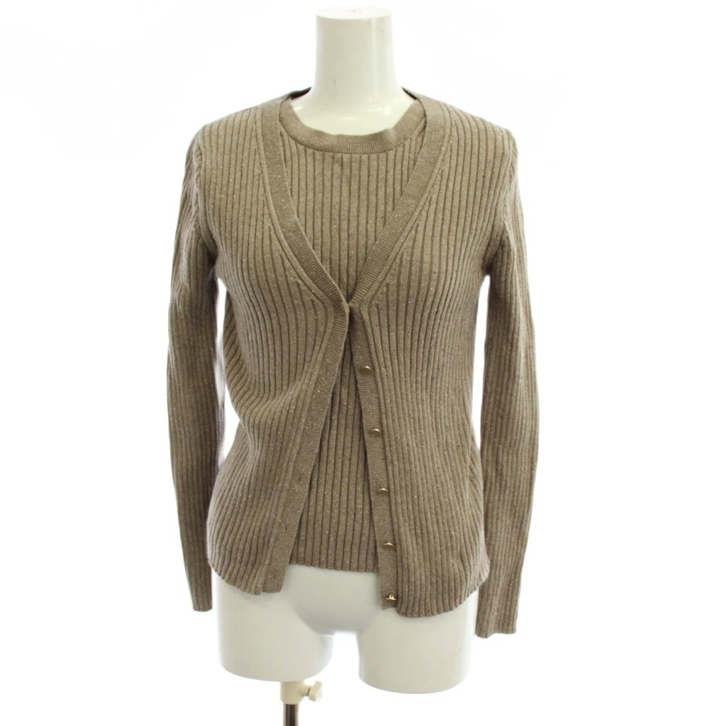 【中古】プラステ PLST 23AW アンサンブルニット S ダークベージュ Vネック カーディガン 12-3301030 /JP31 レディース 【ベクトル 古着】 260702ブランドプラステ PLST表記サイズS 実寸サイズ肩幅：32...