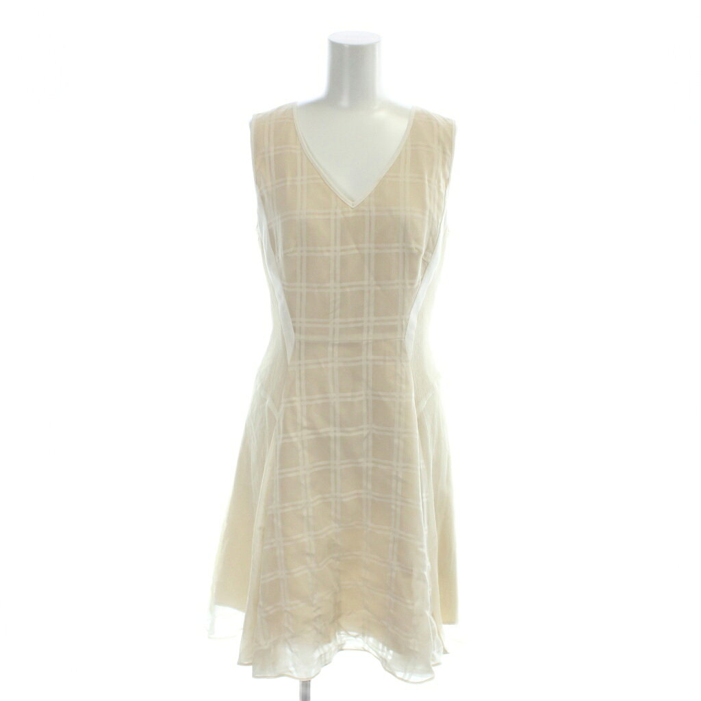 【中古】ナネットレポー nanette lepore ワンピース 4 ベージュ チェック柄 Vネック ノースリーブ /AP33 ■MA レディース 【ベクトル 古着】 260706ブランドナネットレポー nanette lepore表記サイ...