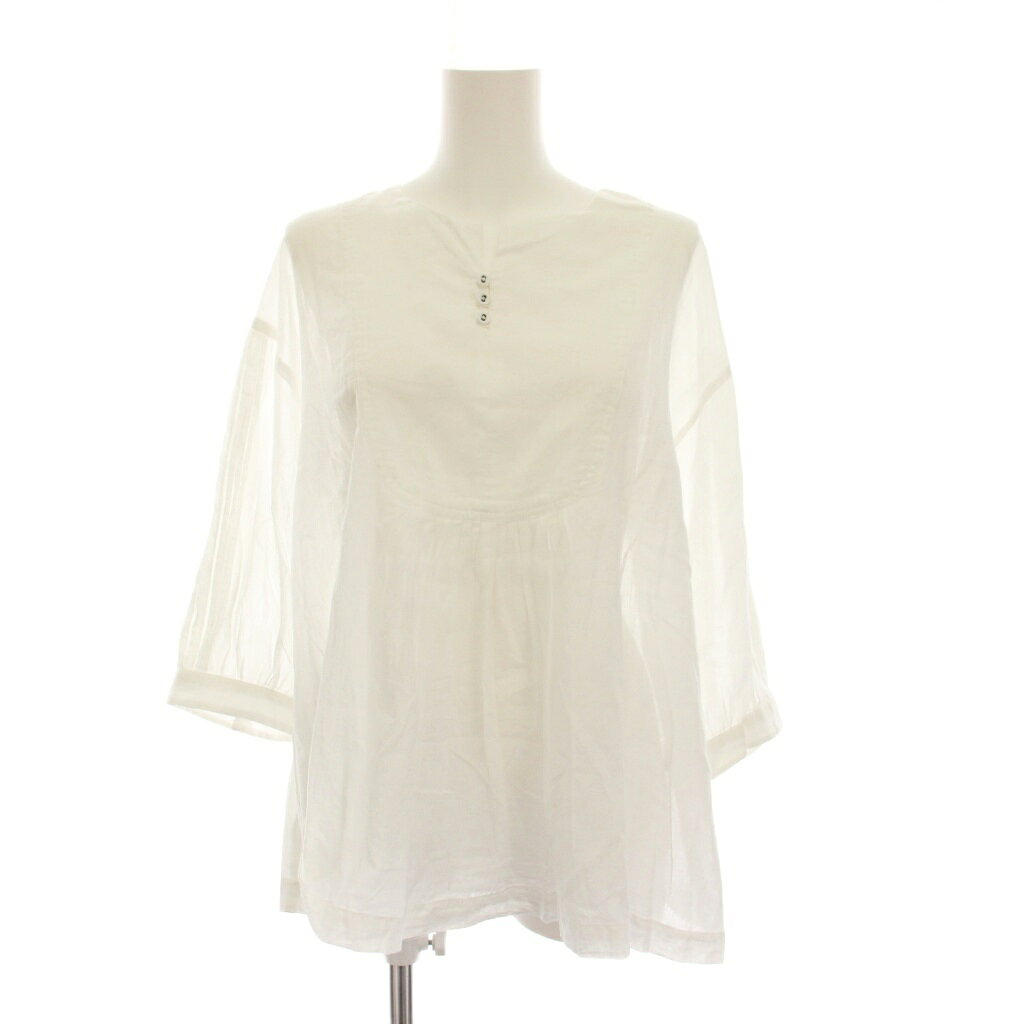 【中古】コンジェペイエ アデュートリステス conges payes ADIEU TRISTESSE 22AW シアー シャツ ブラウス シースルー 白 ホワイト 七分袖 B0123RFB030 /YM32 レディース 【ベクトル 古着】 ...