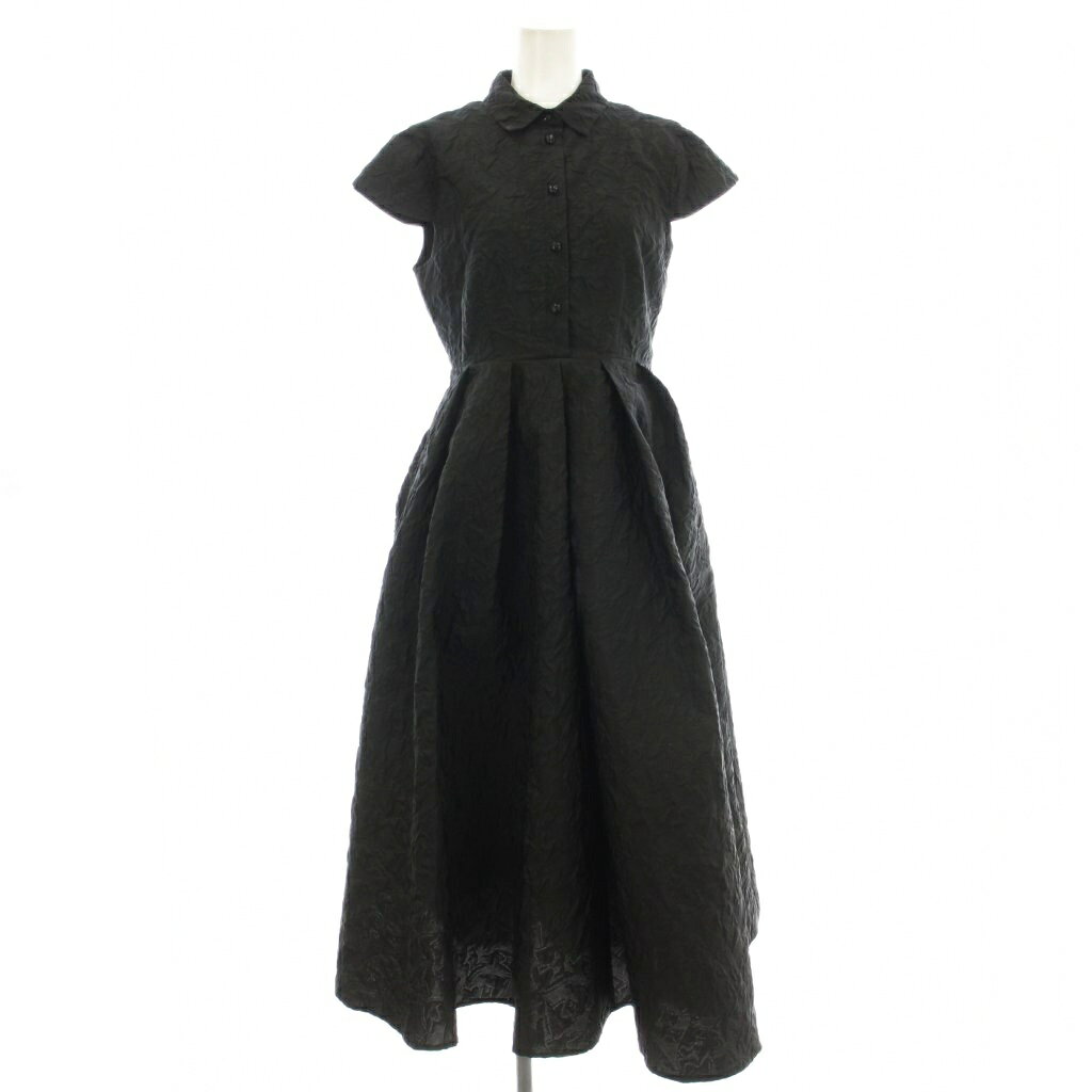 【中古】BIRTHDAY BASH バースデーバッシュ HEPBURN DRESS ジャガードワンピース 半袖 ロング エンボス加工 F 黒 ブラック /☆G27 【ベクトル 古着】 260709表記サイズF/実寸サイズをご参考ください実寸...