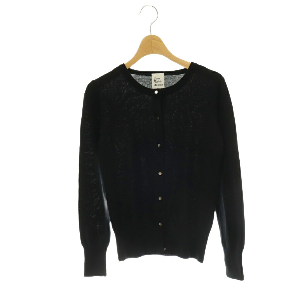 【中古】ヴァイオレットバッファローワローズ Violet Buffalo Wallows カーディガン ニット 丸首 XS ブラック /ES ■MA レディース 【ベクトル 古着】 260716表記サイズXS実寸サイズ肩幅：33.5cm　身...
