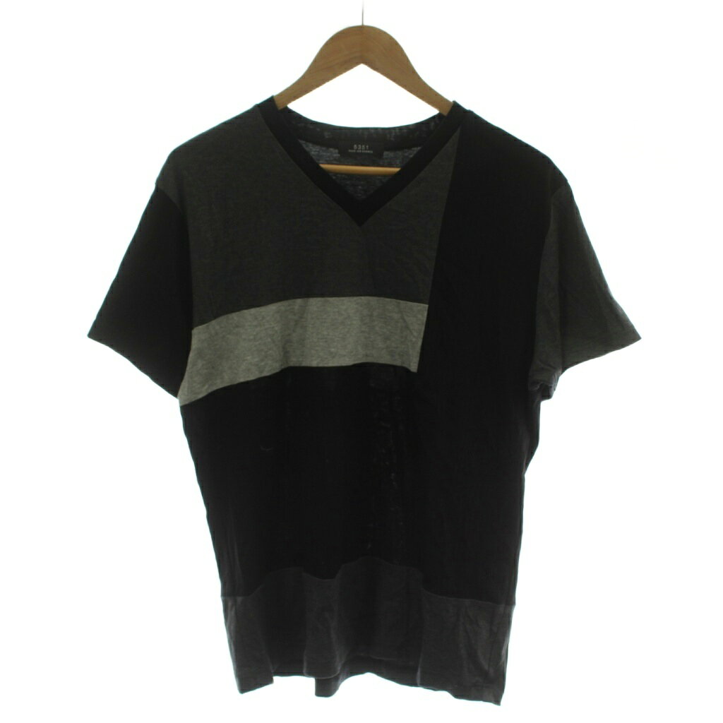 【中古】5351プールオム 5351 POUR LES HOMMES Tシャツ 半袖 Vネック 50 黒 グレー 0240-00-21028 /GG メンズ 【ベクトル 古着】 260722ブランド5351プールオム 5351 POUR L...