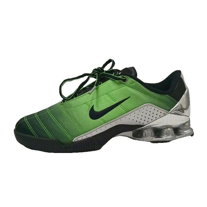 【中古】未使用品 ナイキ NIKE × フォーゲットミーノッツ Forget-Me-Nots トータル ショックス マジア Wmns T90 Shox Magia Sp Fmn スニーカー シューズ 24.0cm 緑 グリーン 黒 ブラック...