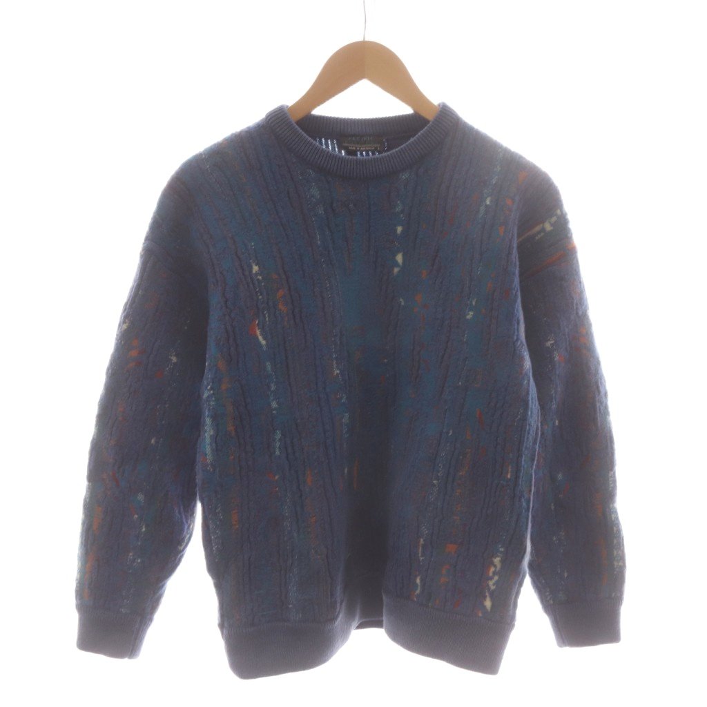【中古】パシフィック ホライゾンズ PACIFIC HORIZONS ニット セーター ウール L 青 ブルー マルチカラー 長袖 総柄 /RR ■KC メンズ 【ベクトル 古着】 260828表記サイズL実寸サイズ肩幅：50cm　身幅：4...