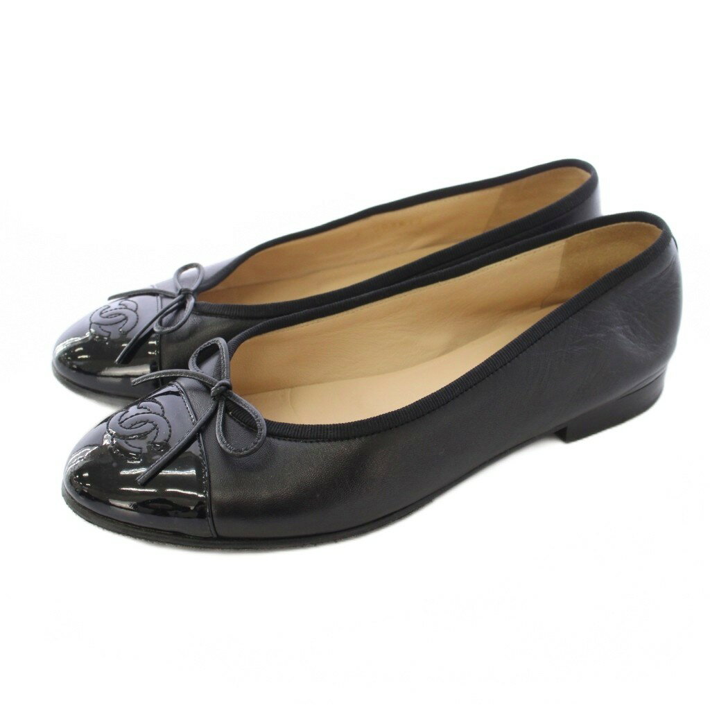 【中古】シャネル CHANEL バレリーナ ココマーク パンプス フラットシューズ 36.5C 黒 G02819 /AN レディース 【ベクトル 古着】 260417ブランドシャネル CHANEL表記サイズ36.5C実寸サイズヒールの高さ：...