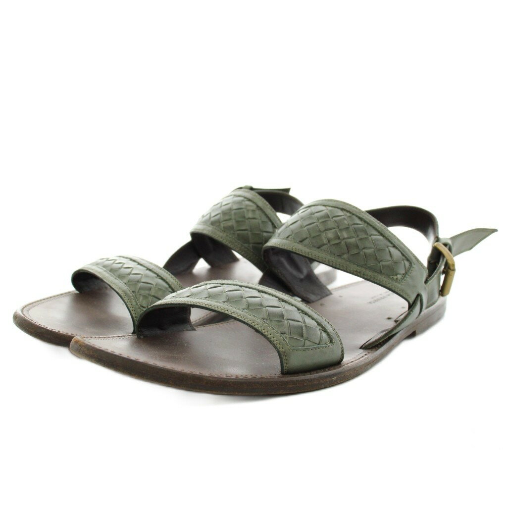 【中古】ボッテガヴェネタ BOTTEGA VENETA イントレチャート サンダル ストラップ レザー 44 カーキ 茶 ブラウン /AN35 メンズ 【ベクトル 古着】 260521ブランドボッテガヴェネタ BOTTEGA VENETA表...