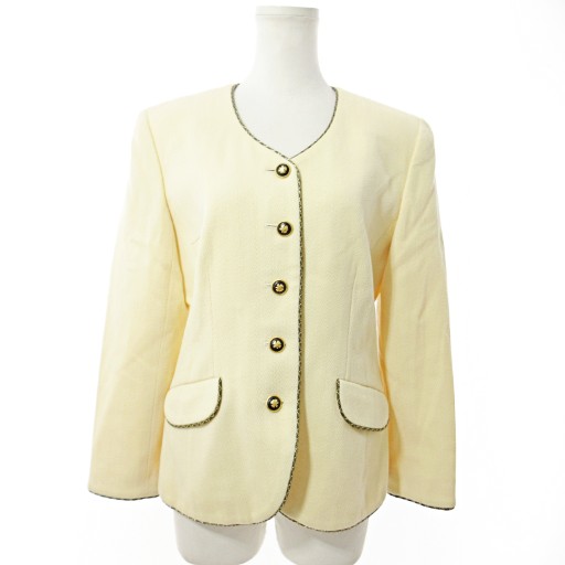 【中古】レリアン Leilian 美品 ノーカラージャケット デザインボタン ウール 7 ベージュ 0903 ■YHS1 レディース 【ベクトル 古着】 250903ブランドレリアン Leilian表記サイズ7実寸サイズ肩幅：約41cm　身...