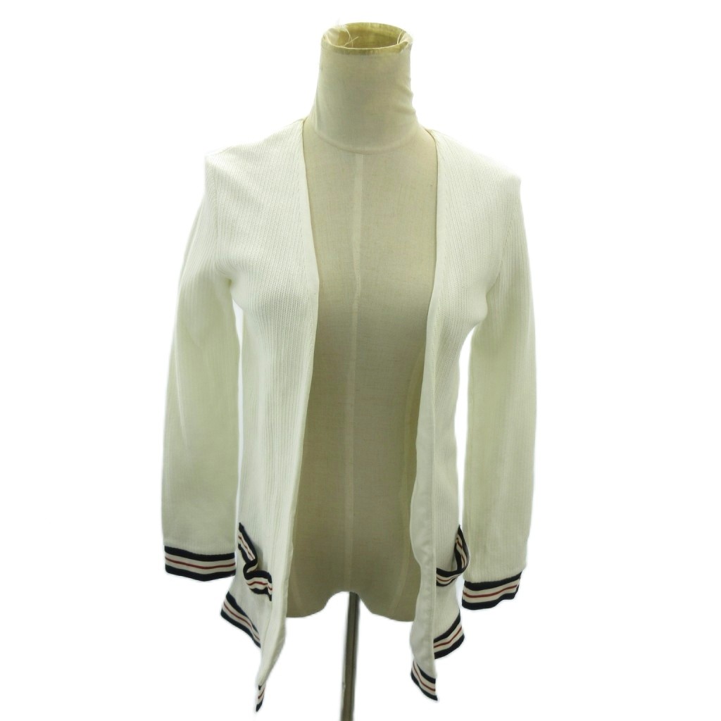 【中古】トムブラウン THOM BROWNE 美品 ニット カーディガン ワンポイント トリコロール 長袖 38 白 ホワイト FJT265A-J0068-100 0302 IBO92 レディース 【ベクトル 古着】 260302ブランドト...