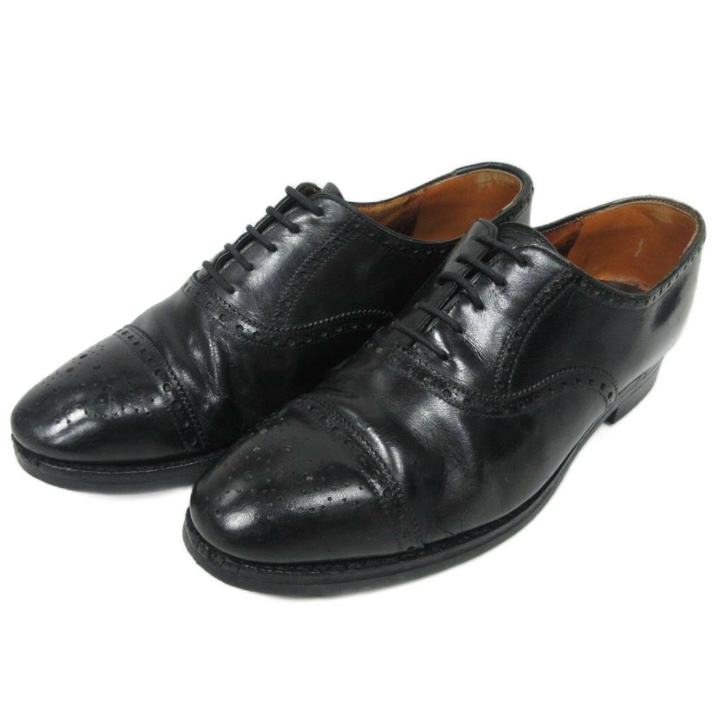 【中古】ジョンロブ JOHN LOBB ソーントン Saunton ドレスシューズ 革靴 レザー 内羽根 セミブローグ ラスト7000 英国製 約25.5-26cm 黒 ブラック IBO92 メンズ 【ベクトル 古着】 260312ブランド...