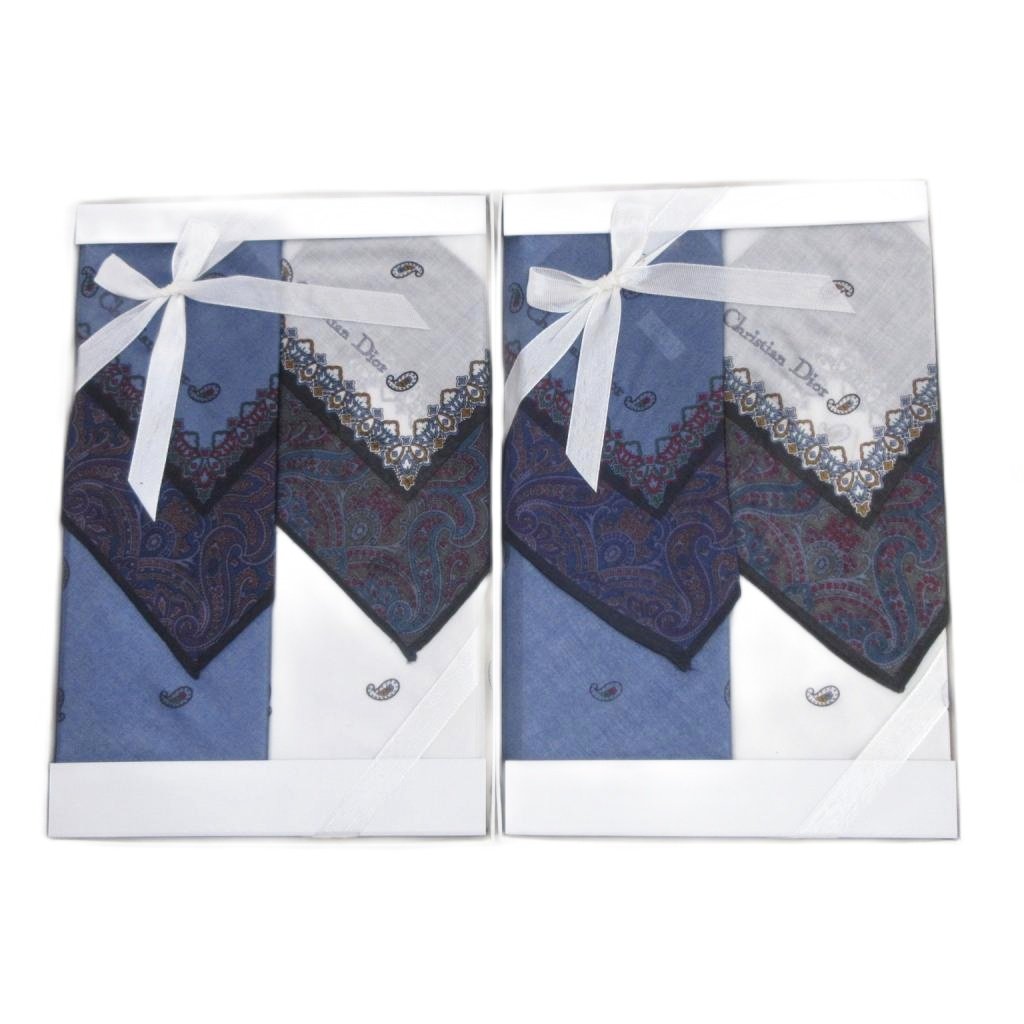 【中古】未使用品 クリスチャンディオール Christian Dior ハンカチ 4枚セット (2枚+2枚) ペイズリー柄/HW レディース 【ベクトル 古着】 260421ブランドクリスチャンディオール Christian Dior表記サ...