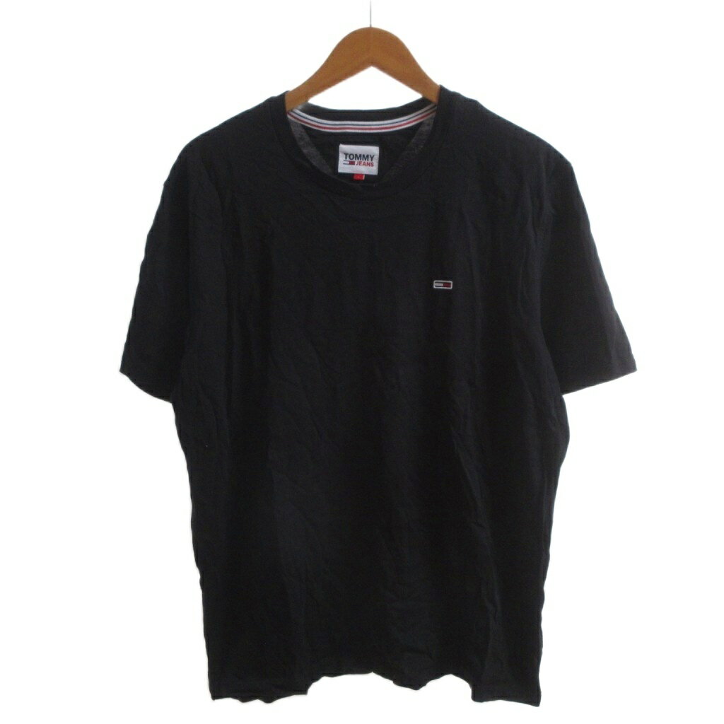 【中古】トミーヒルフィガー TOMMY HILFIGER Tシャツ カットソー L 黒 半袖 クルーネック ロゴワッペン/HW メンズ 【ベクトル 古着】 260423ブランドトミーヒルフィガー TOMMY HILFIGER表記サイズL実寸...