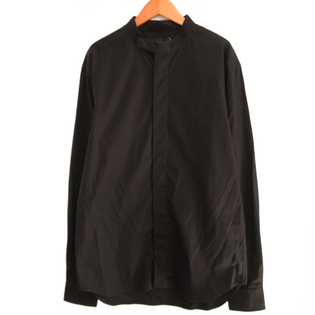 【中古】アミリ AMIRI 23SS マンダリン ポプリン シャツ 長袖 比翼 IT50 黒 ブラック メンズ 【ベクトル 古着】 260416ブランドアミリ AMIRI表記サイズIT50実寸サイズ肩幅：50cm　身幅：56cm　着丈：82...