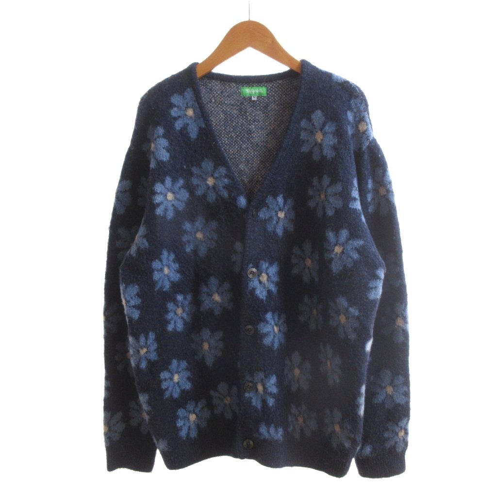 【中古】リファービッシュ REFURBISH 美品 カーディガン ニット M 青 ブルー 花柄 Vネック 長袖 /SJ メンズ 【ベクトル 古着】 260428表記サイズM実寸サイズ肩幅：47cm　身幅：59cm　着丈：74cm　袖丈：66...