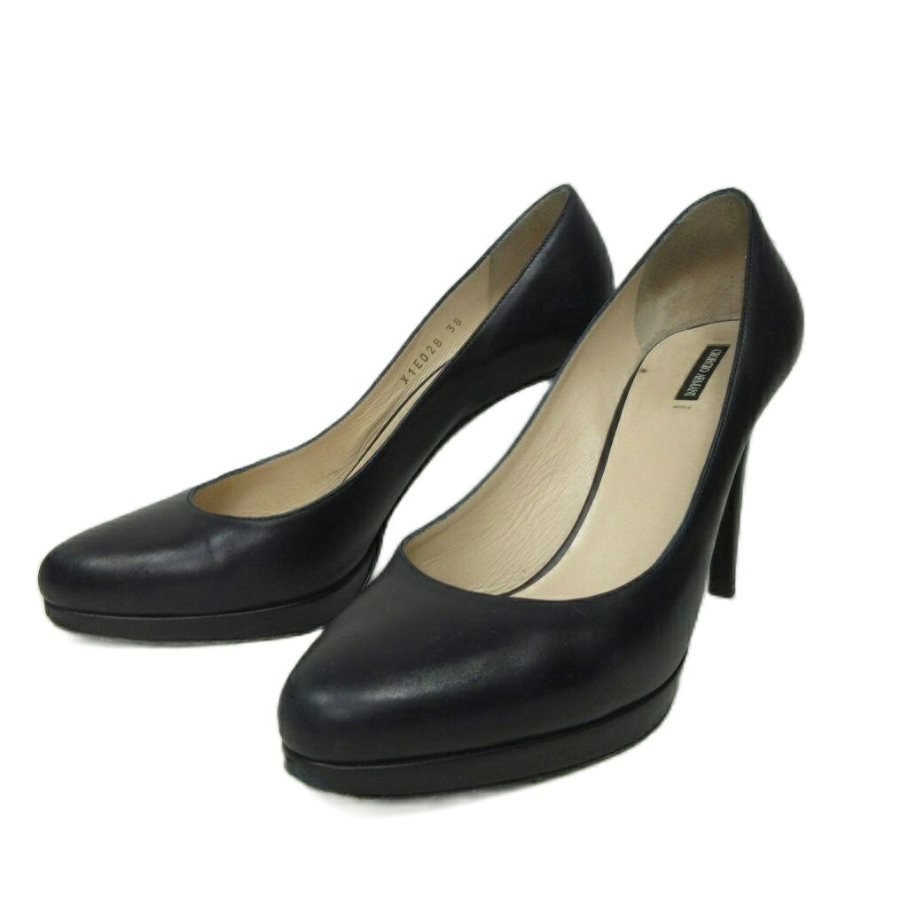【中古】ジョルジオアルマーニ GIORGIO ARMANI パンプス ハイヒール レザー 38 黒 ブラック IBO96 レディース 【ベクトル 古着】 260522ブランドジョルジオアルマーニ GIORGIO ARMANI表記サイズ38実...
