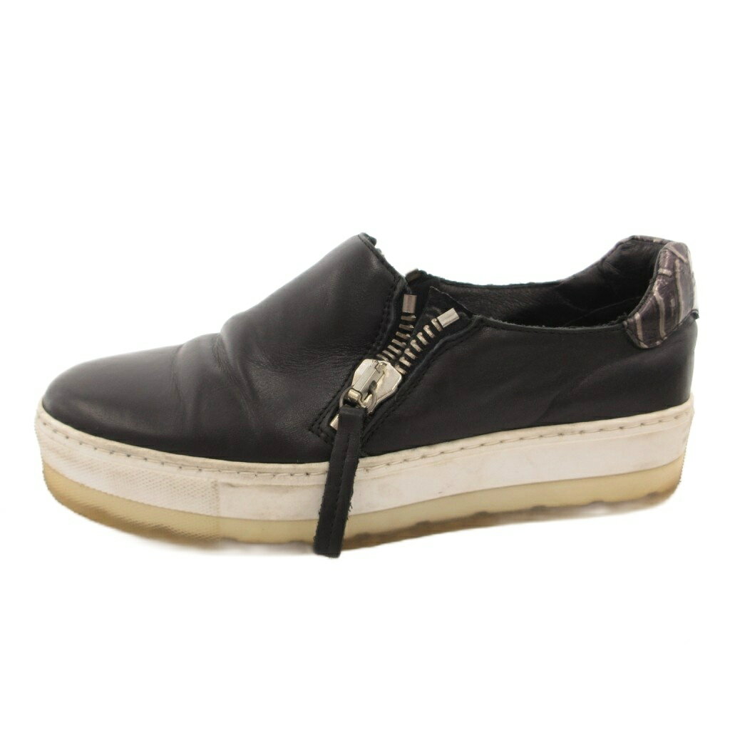 【中古】ディーゼル DIESEL レザー スリッポン スニーカー シューズ 厚底 ジップ 37 黒 ブラック /FF IBO96 ■D レディース 【ベクトル 古着】 260606ブランドディーゼル DIESEL表記サイズ37実寸サイズ最大...
