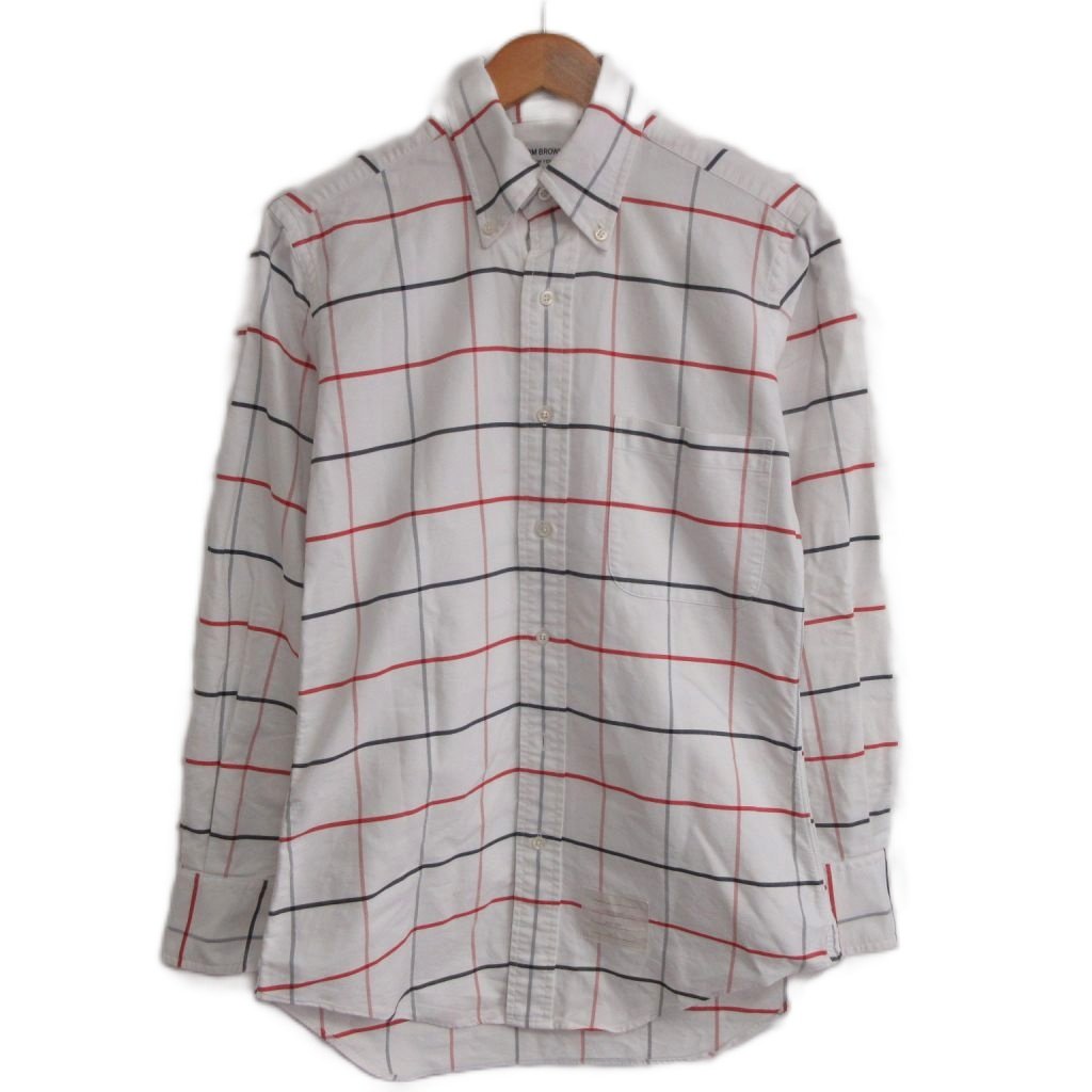 【中古】トムブラウン THOM BROWNE ボタンダウンシャツ チェック柄 USA製 0 白 ホワイト IBO98 【ベクトル 古着】 260605ブランドトムブラウン THOM BROWNE表記サイズ0実寸サイズ肩幅：42cm　身幅：5...