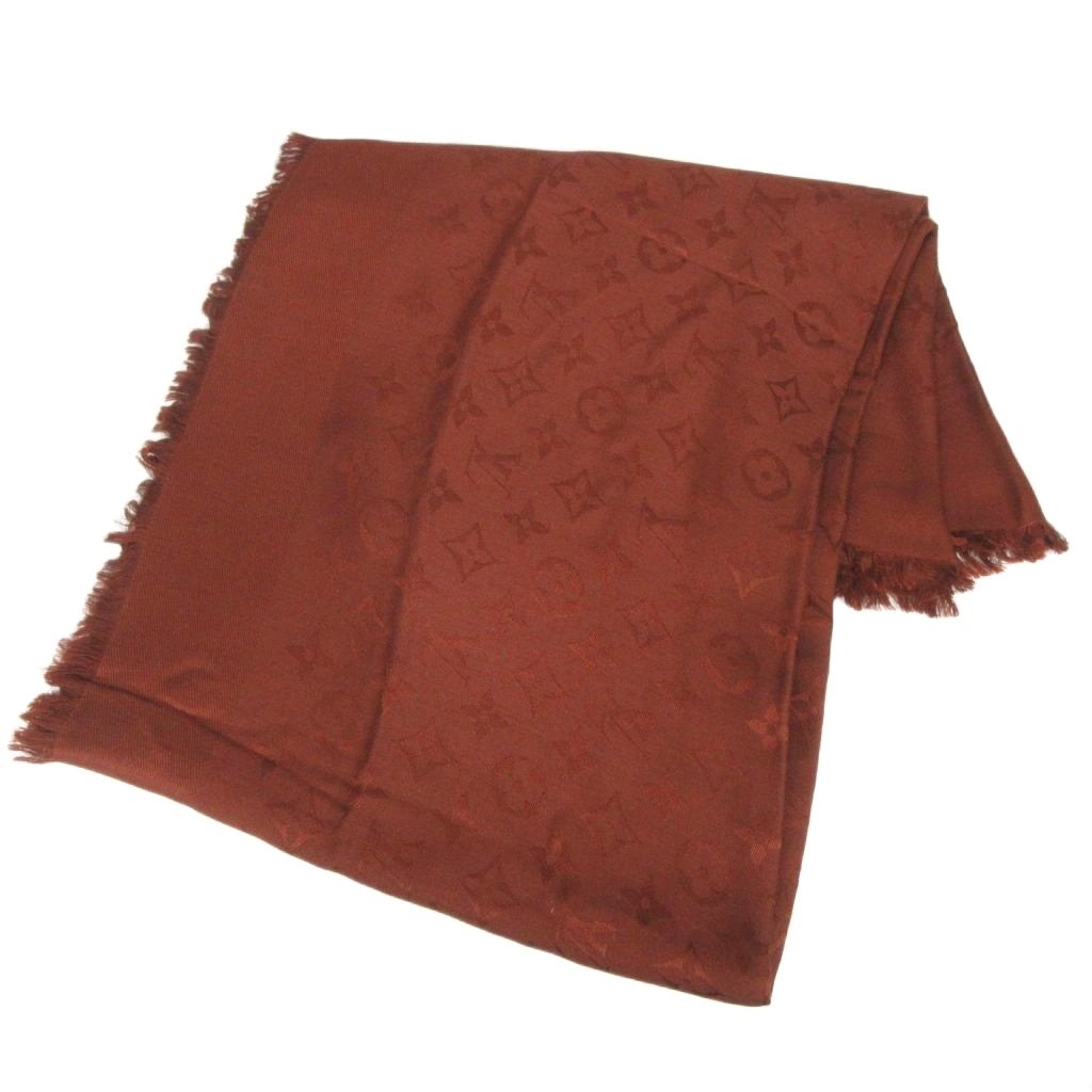 【中古】ルイヴィトン LOUIS VUITTON 美品 モノグラム ショール シルクウール 大判 ストール 茶 ブラウン ■MNK9 その他 【ベクトル 古着】 260605ブランドルイヴィトン LOUIS VUITTON実寸サイズ縦：14...