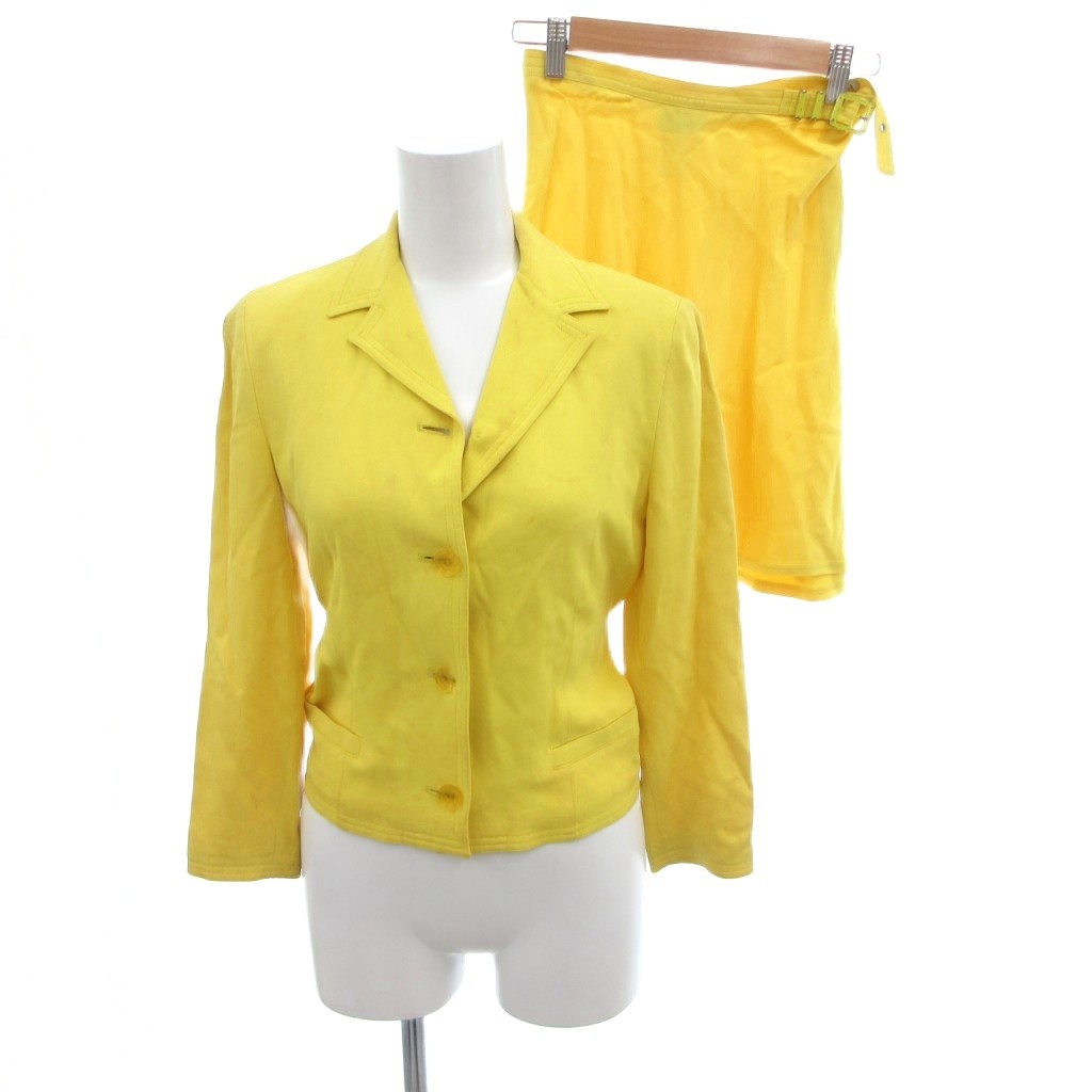 【中古】ジャンニヴェルサーチ ヴェルサーチェ GIANNI VERSACE スーツ セットアップ ジャケット スカート ひざ丈 38 黄 イエロー /FF レディース 【ベクトル 古着】 260623ブランドジャンニヴェルサーチ ヴェルサー...