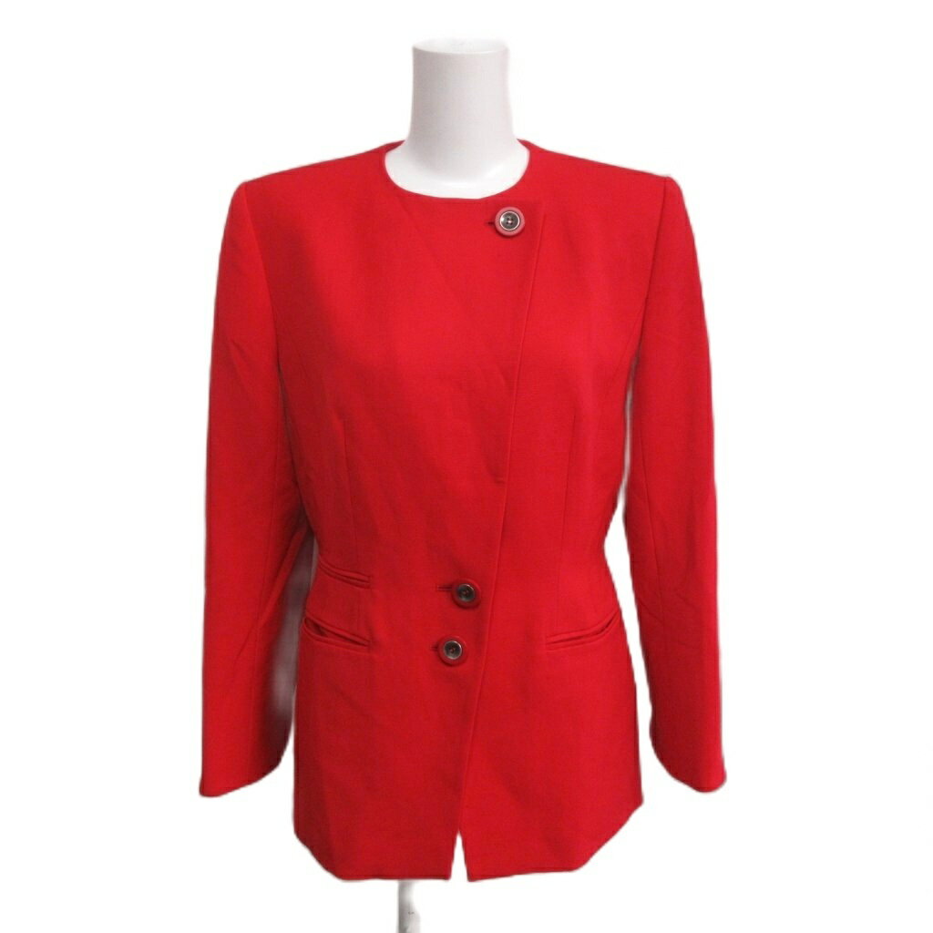 【中古】クリスチャンディオール Christian Dior ヴィンテージ ノーカラージャケット ウール 総裏地 M 赤 レッド ■MNK10 レディース 【ベクトル 古着】 260628ブランドクリスチャンディオール Christian ...