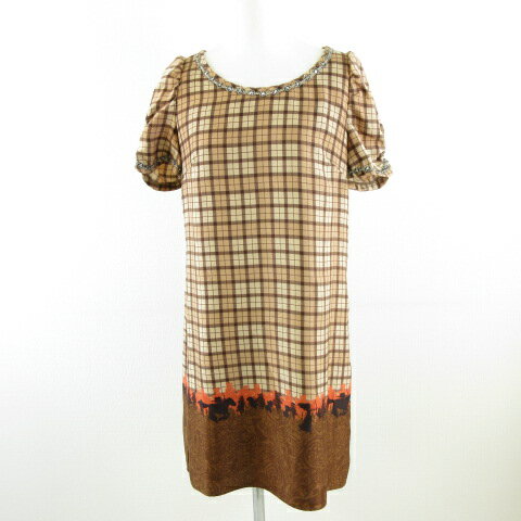 【中古】スウィングル Swingle Disney メリダ ワンピース 半袖 ミニ チェック 茶 ベージュ 1 *A554 レディース 【ベクトル 古着】 230921ブランドスウィングル Swingle表記サイズ1（日本サイズS相当）実寸...