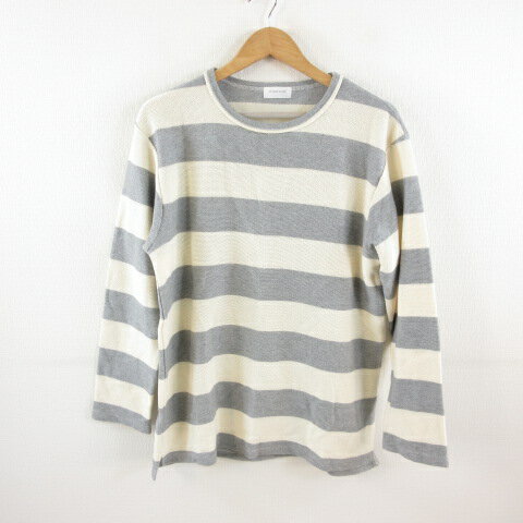 【中古】スピナーベイト SPINNER BAIT カットソー 長袖 ボーダー オフホワイト 白 グレー 46 *T985 メンズ 【ベクトル 古着】 240110表記サイズ46 日本サイズM-Lサイズ実寸サイズ肩幅：49cm　身幅：54cm...