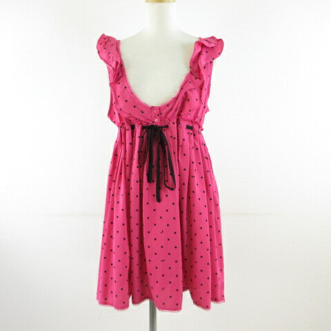 【中古】バービー Barbie La Belle ?tude チュニック ノースリーブ ドット 総柄 フリル ピンク F *T643 レディース 【ベクトル 古着】 251006ブランドバービー Barbie表記サイズF実寸サイズ身幅：46...