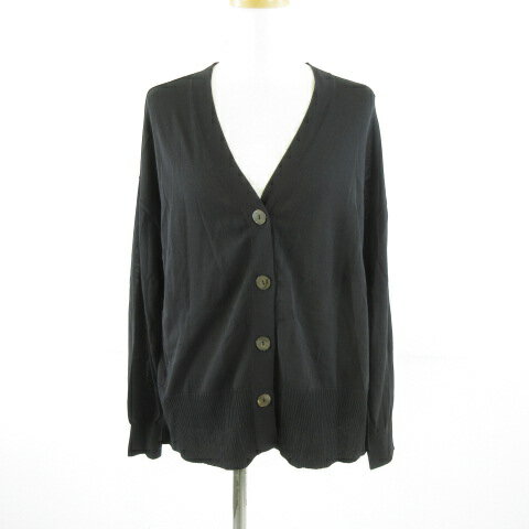 【中古】tomber du ciel サマーニットカーディガン 長袖 黒 *T532 レディース 【ベクトル 古着】 260121表記サイズ表記はございませんが、M相当だと思われます。実寸サイズ肩幅：56cm　身幅：60cm　着丈：60cm...