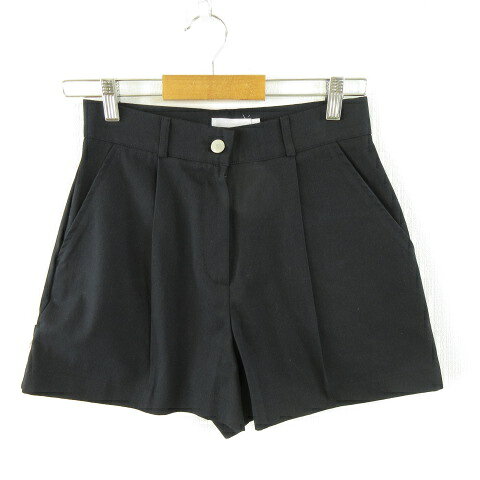 【中古】WHYNOT キュロット ショートパンツ タック 黒 S *A289 レディース 【ベクトル 古着】 260415表記サイズS実寸サイズウエスト：66cm　もも幅：30cm　裾幅：34cm　股上：32cm　股下：7cm　　素材表記は...