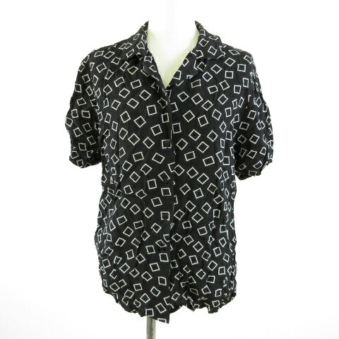 【中古】タルボット TALBOTS シャツ ブラウス 半袖 総柄 黒 12 *T339 レディース 【ベクトル 古着】 260616ブランドタルボット TALBOTS表記サイズ12 日本サイズL-XL相当実寸サイズ肩幅：41.5cm　身幅：...
