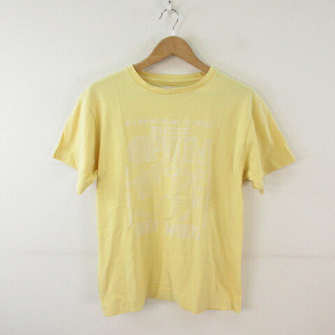【中古】ネセサリーオアアンネセサリー NECESSARY or UNNECESSARY Tシャツ 半袖 プリント 黄 L *T783 メンズ 【ベクトル 古着】 260713表記サイズL 実寸サイズ肩幅：46cm　身幅：55cm　着丈：64...