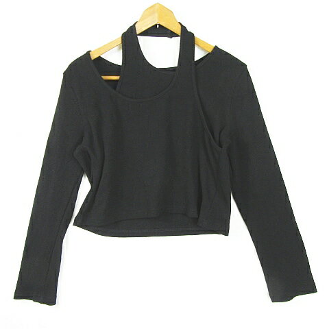 【中古】ミスティック mystic レイヤード風 リブ カットソー 長袖 ストレッチ 綿 F ブラック kz12252 レディース 【ベクトル 古着】 250708ブランドミスティック mystic表記サイズF実寸サイズ肩幅：41cm　身幅...