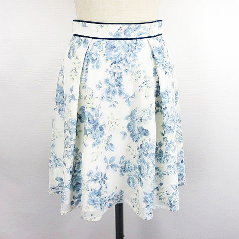 【中古】ミッシュマッシュ MISCH MASCH スカート ボトムス ひざ丈 フレア ボックスプリーツ 花柄 麻混 36 ライトブルー ※EKM レディース 【ベクトル 古着】 250521ブランドミッシュマッシュ MISCH MASCH表...
